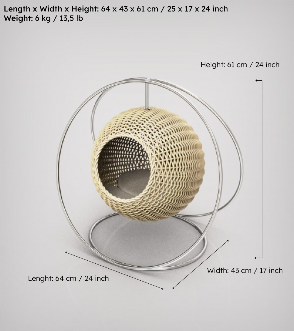 Lit pour chat en osier Solar | Lit pout chat design